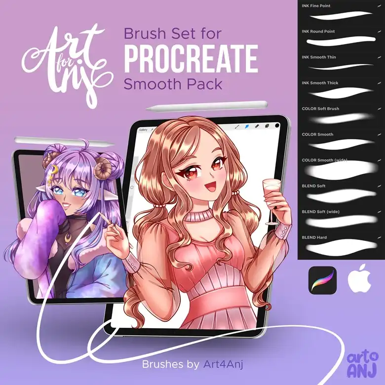 Art4Anj Procreate Smooth Brushes Pack - Free Download