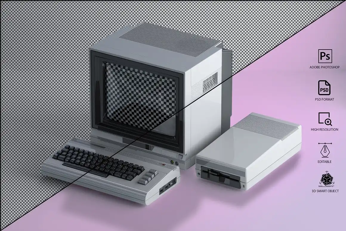 Commodore 64 Old pc Mockup Free Download