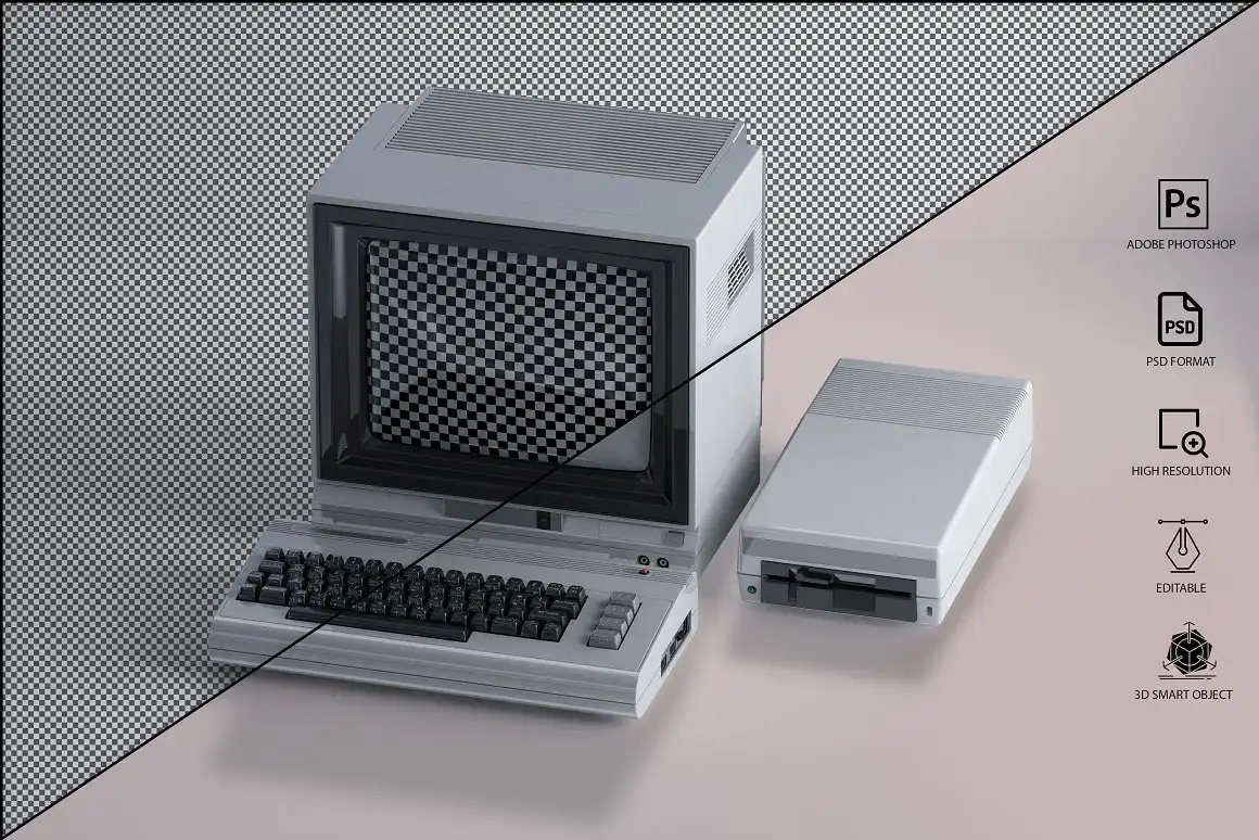 Commodore 64 Old pc Mockup Free Download