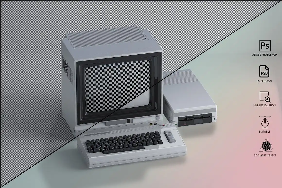 Commodore 64 Old pc Mockup Free Download