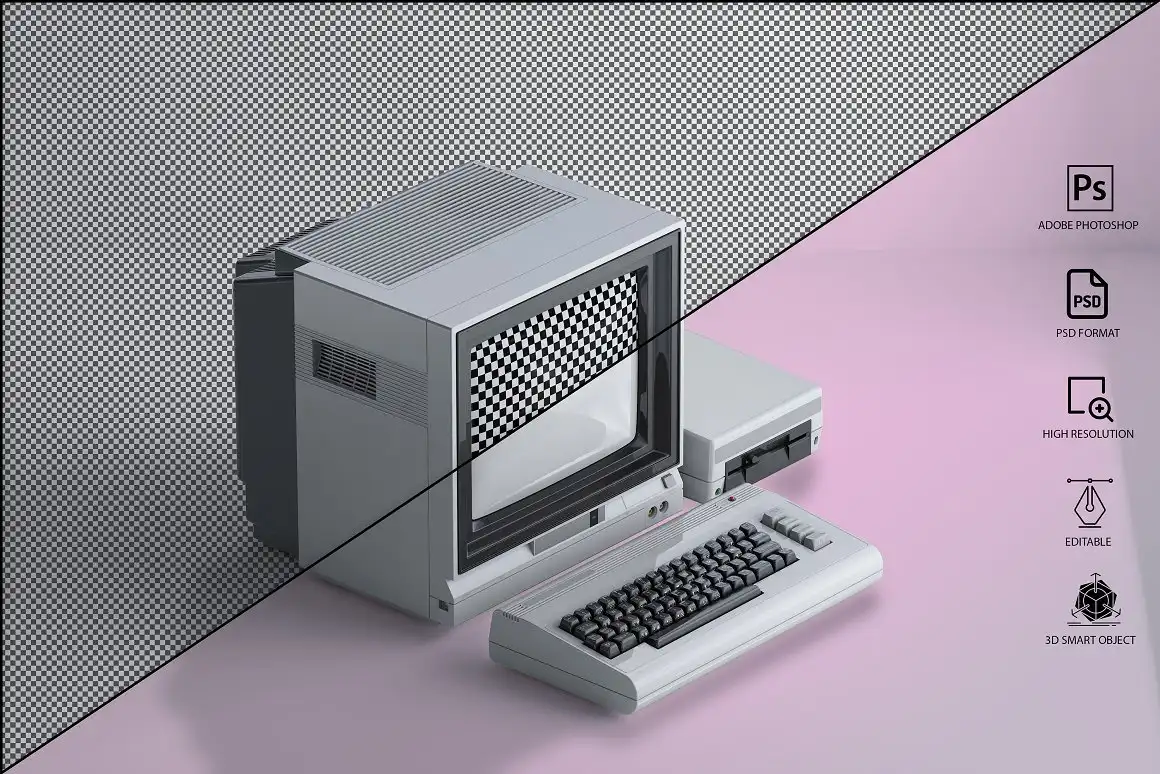 Commodore 64 Old pc Mockup Free Download