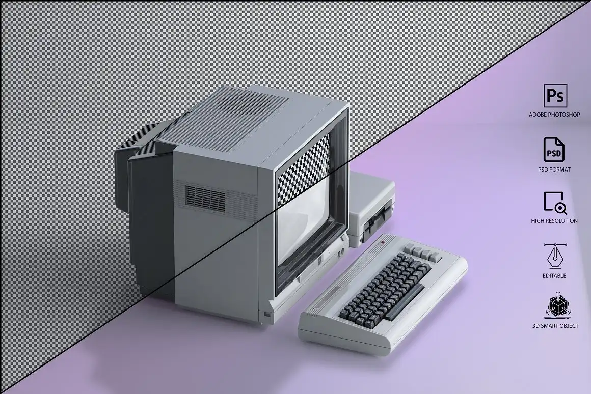 Commodore 64 Old pc Mockup Free Download