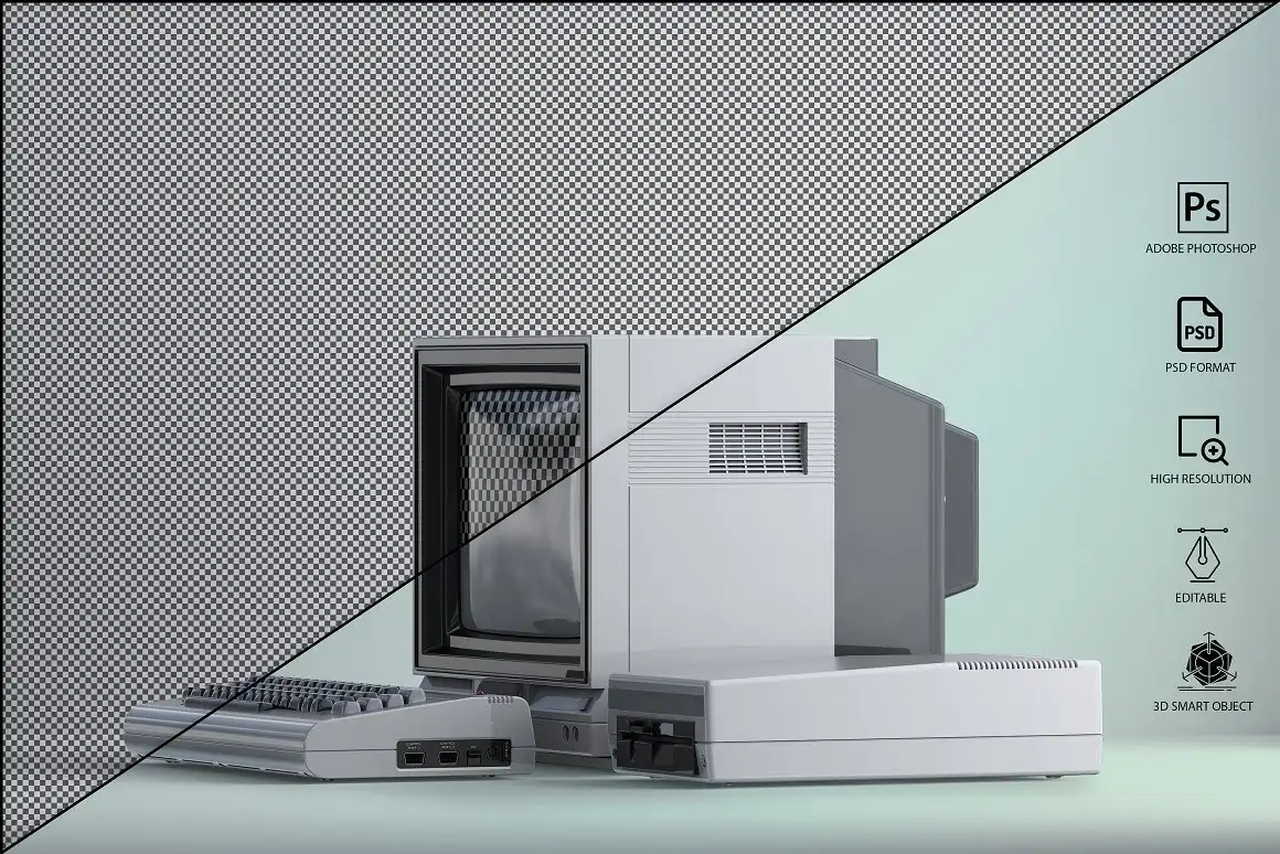 Commodore 64 Old pc Mockup Free Download