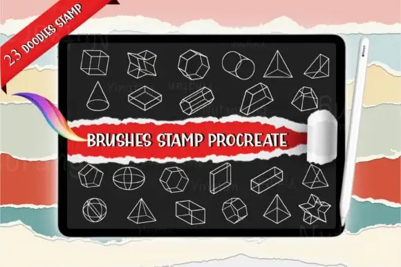 Geometric 3D Shape Brush Stamp Procreate - Brushes Pack