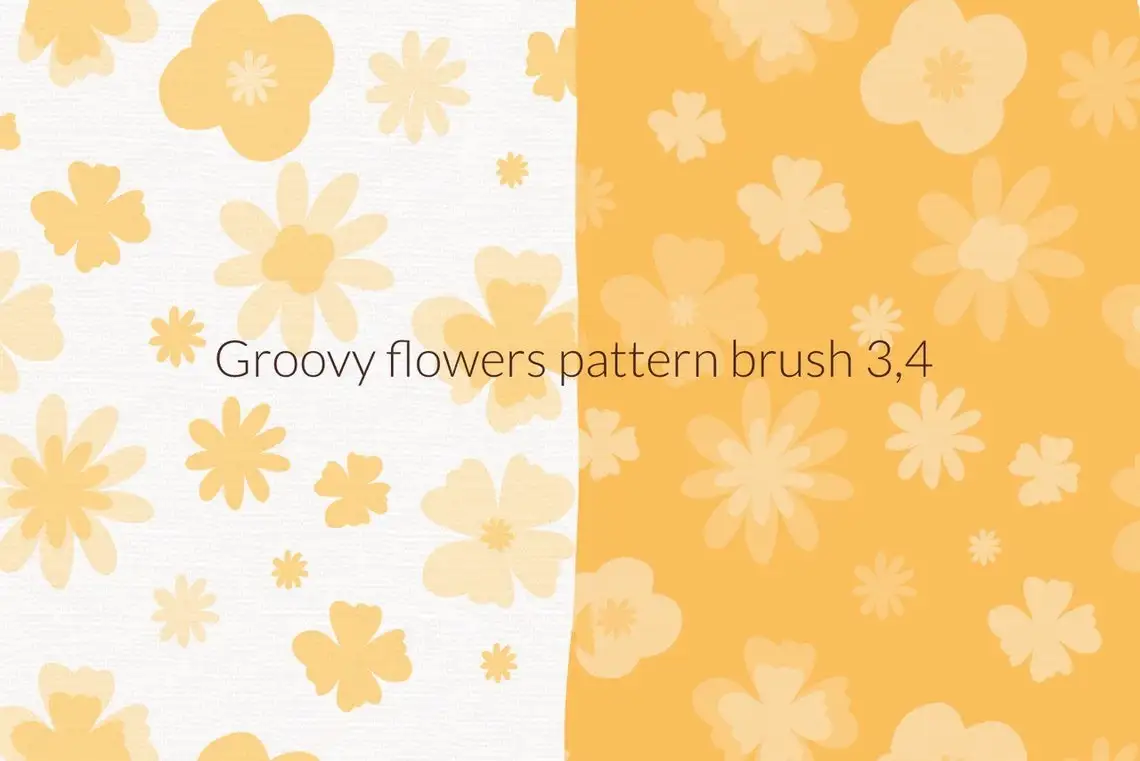 Groovy Flowers Pattern Brushes. Retro Flowers - Brushes Pack
