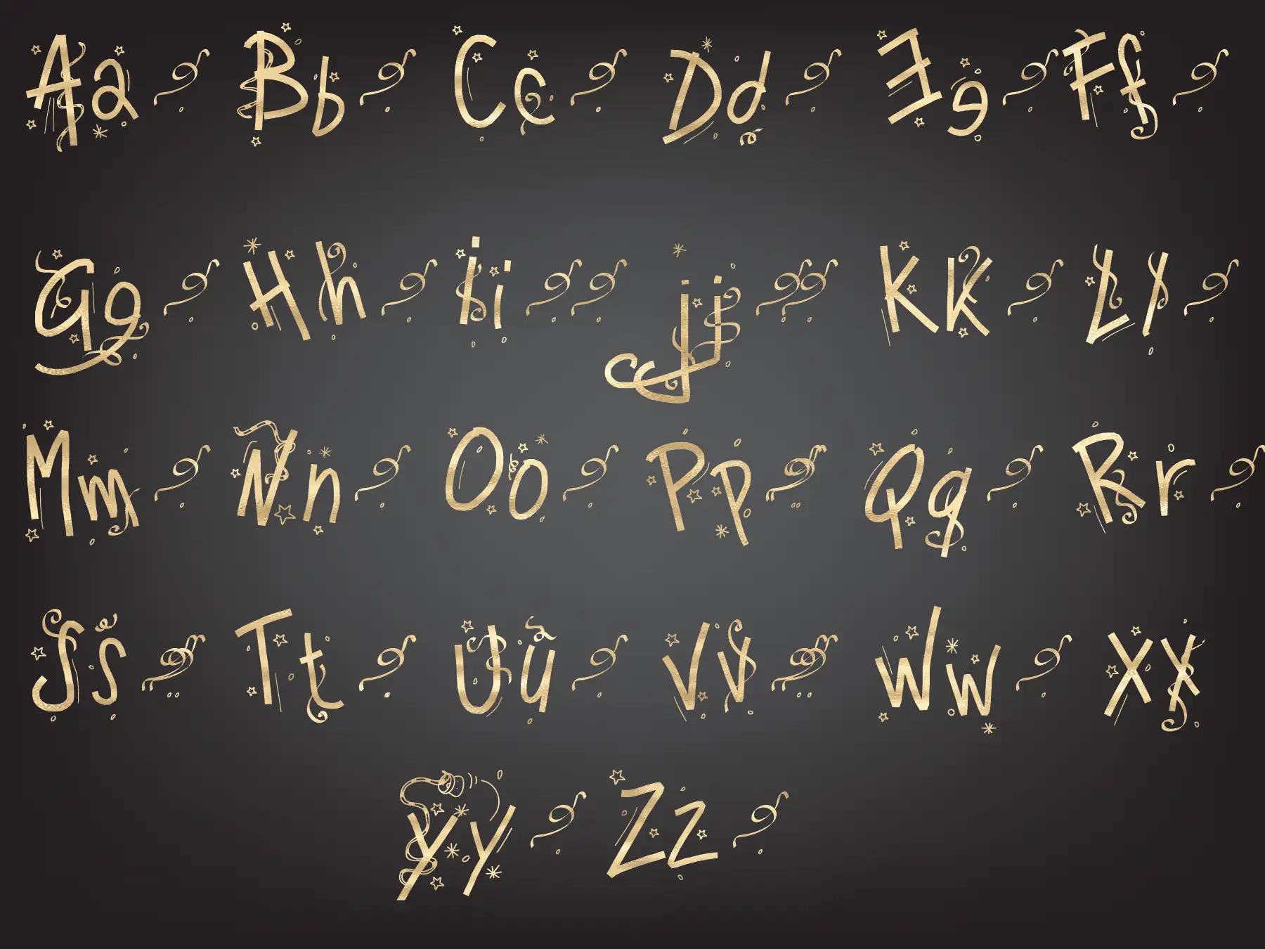 Happy New Year printable alphabet, Gold foil printable letter, Funny ...