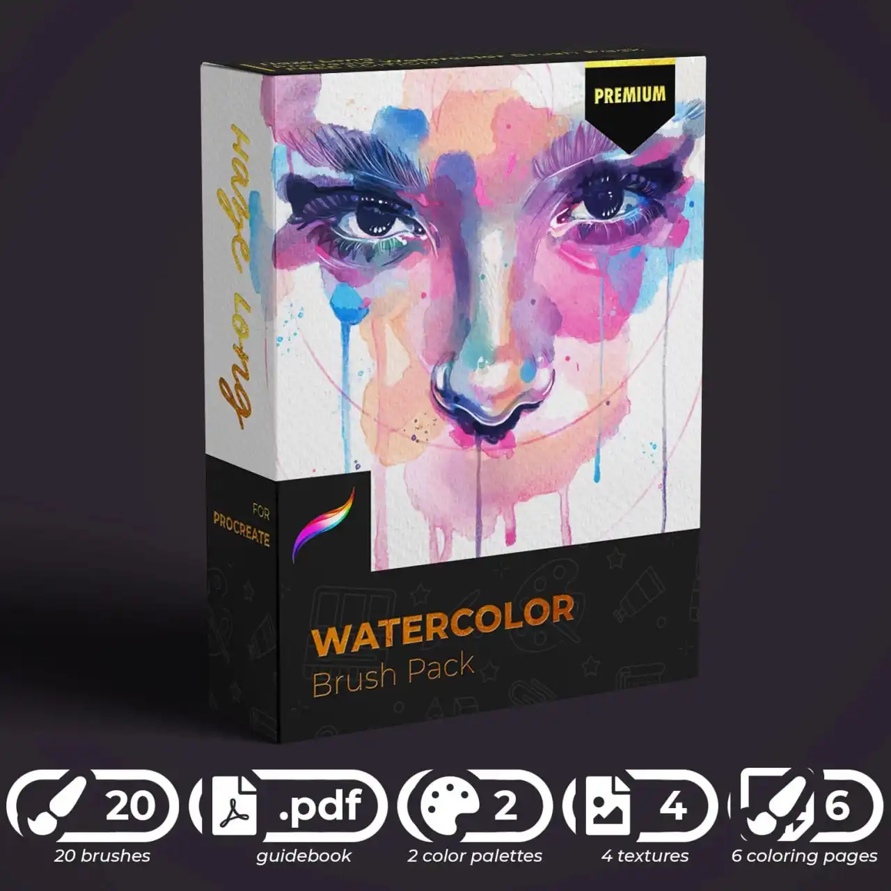 Haze Long Procreate Watercolor Brush Pack - Premium Edition Free Download