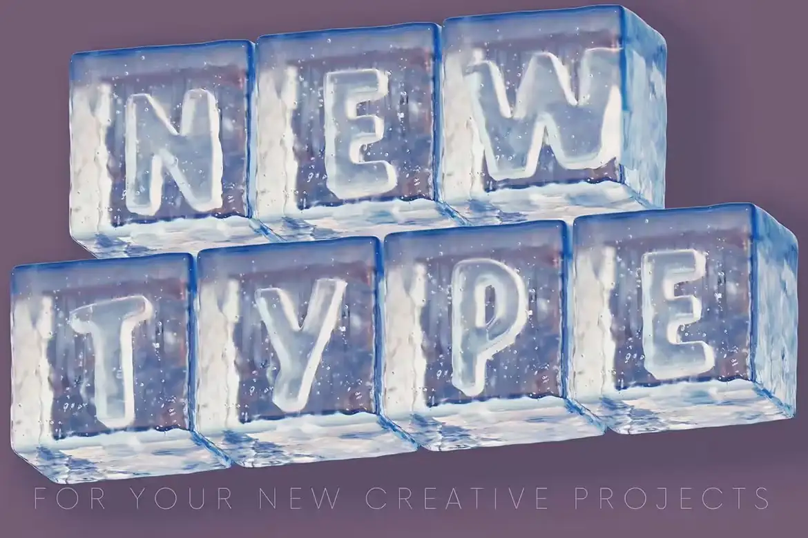 Ice Cubes - 3D Lettering Free Download