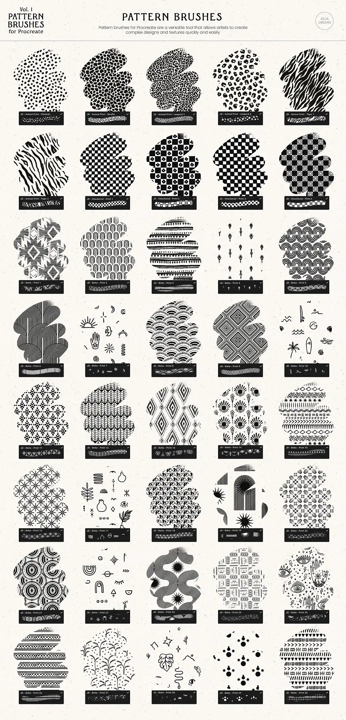 Pattern Brushes For Procreate Vol 1 Free Download