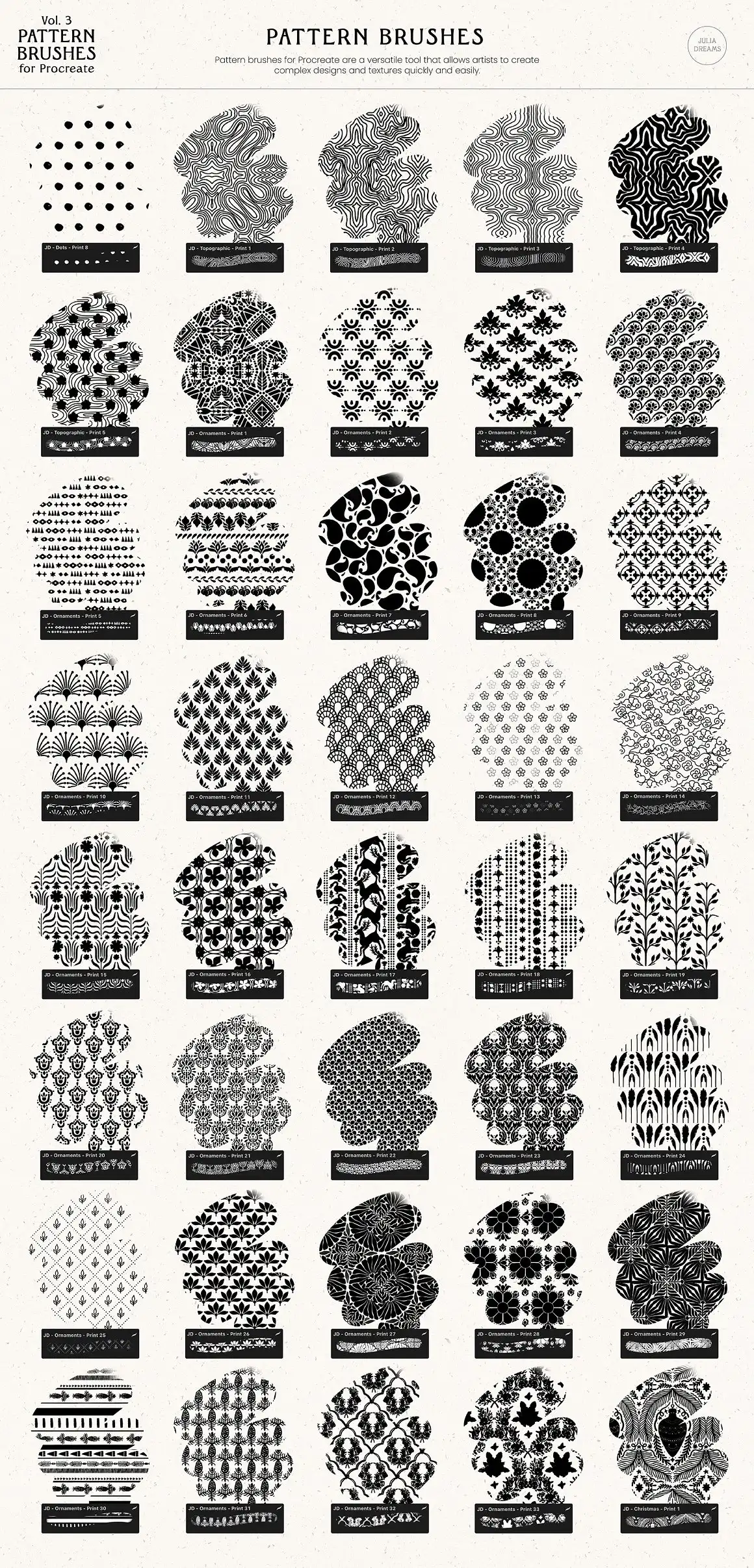 Pattern Brushes For Procreate Vol 3 - Free Download
