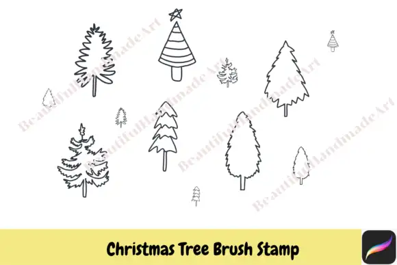 Procreate Brush Stamps Christmas Tree - Free Download