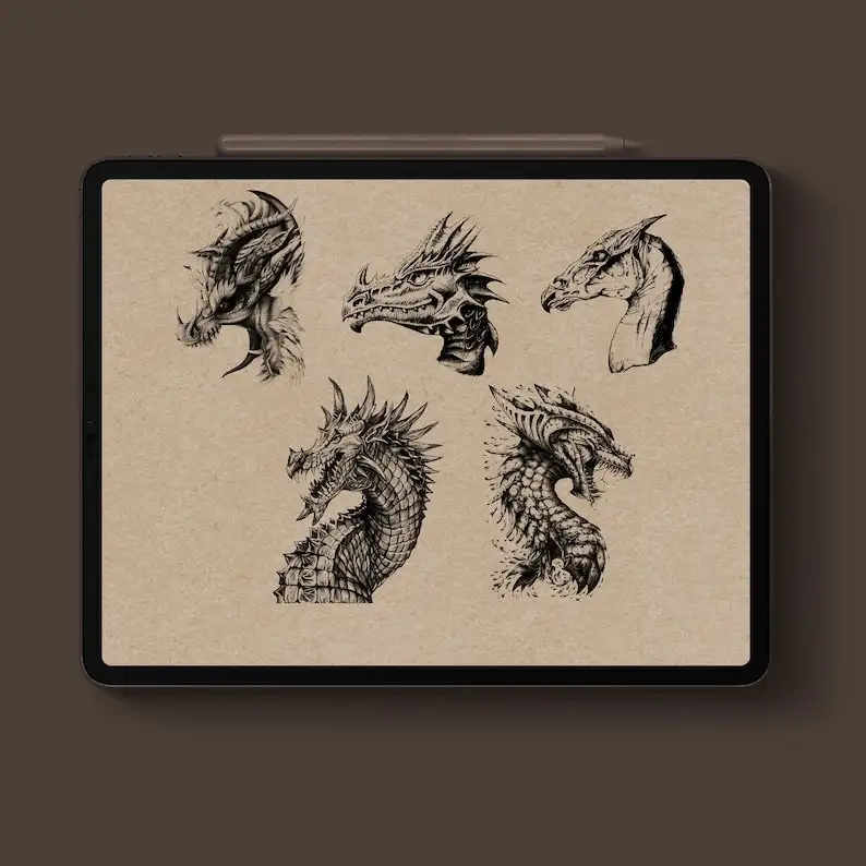 Procreate Dragon Stamps Tattoo Brush - Brushes Pack