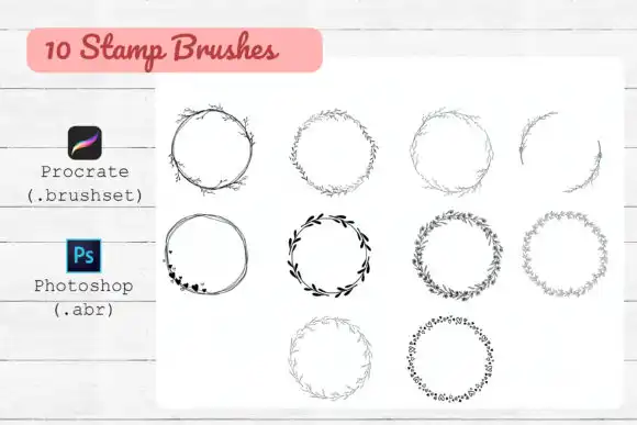 Procreate and Photoshop Stamp Brushes - Brushes Pack