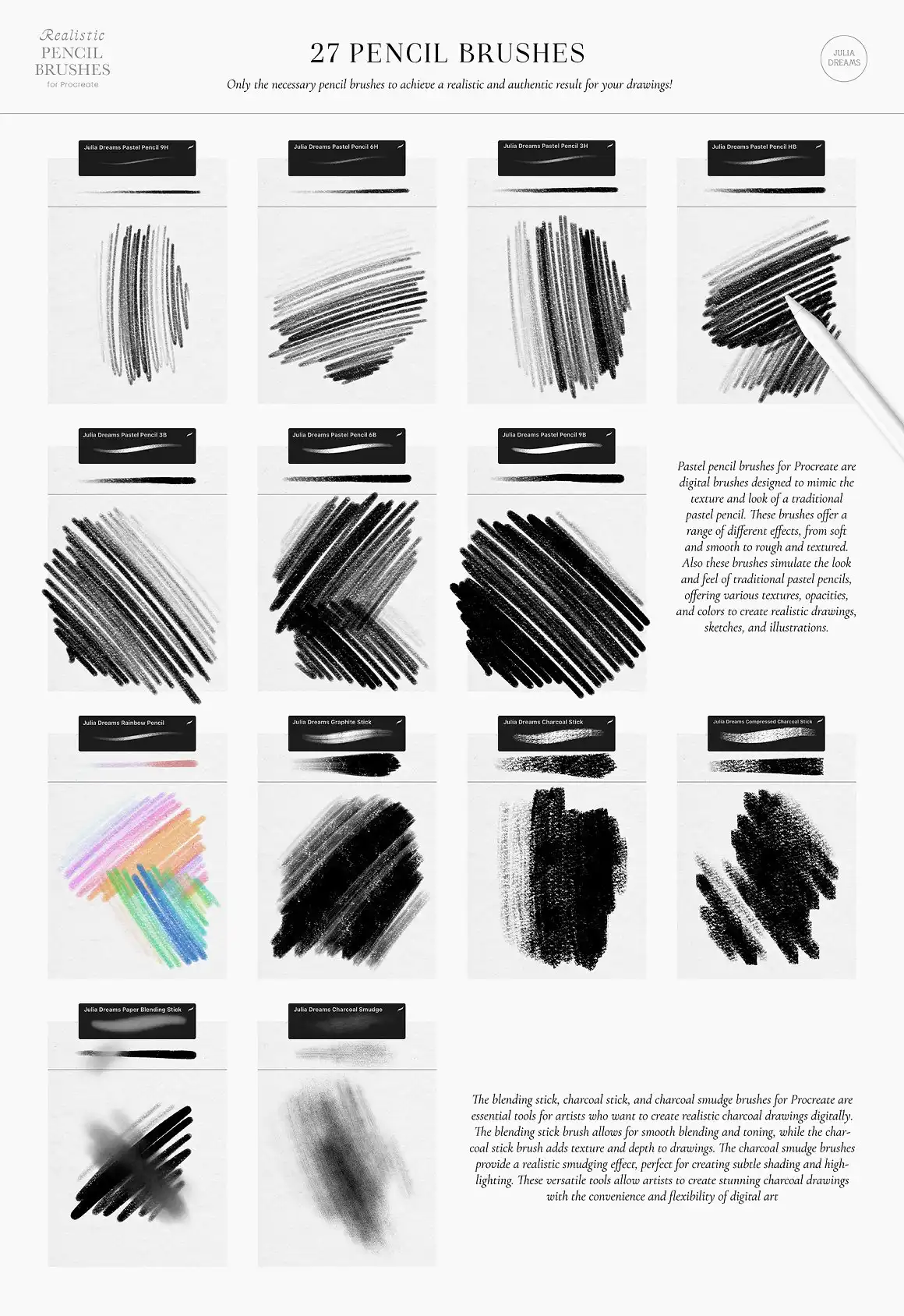 Realistic Pencil Procreate Brushes Free Download