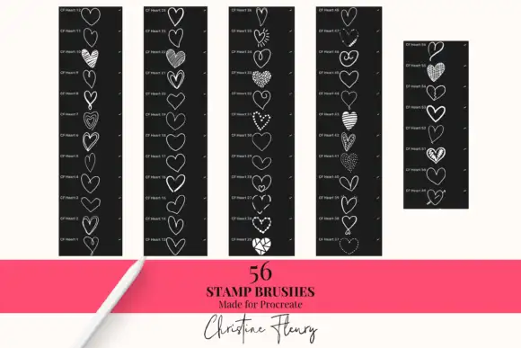 Valentine Heart Procreate Stamp Brushes Free Download