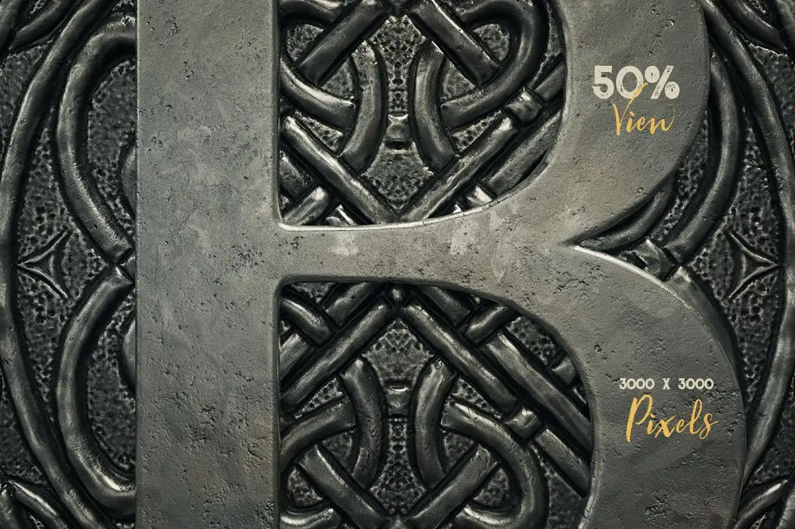 Vintage Metal Square 3D Lettering Free Download