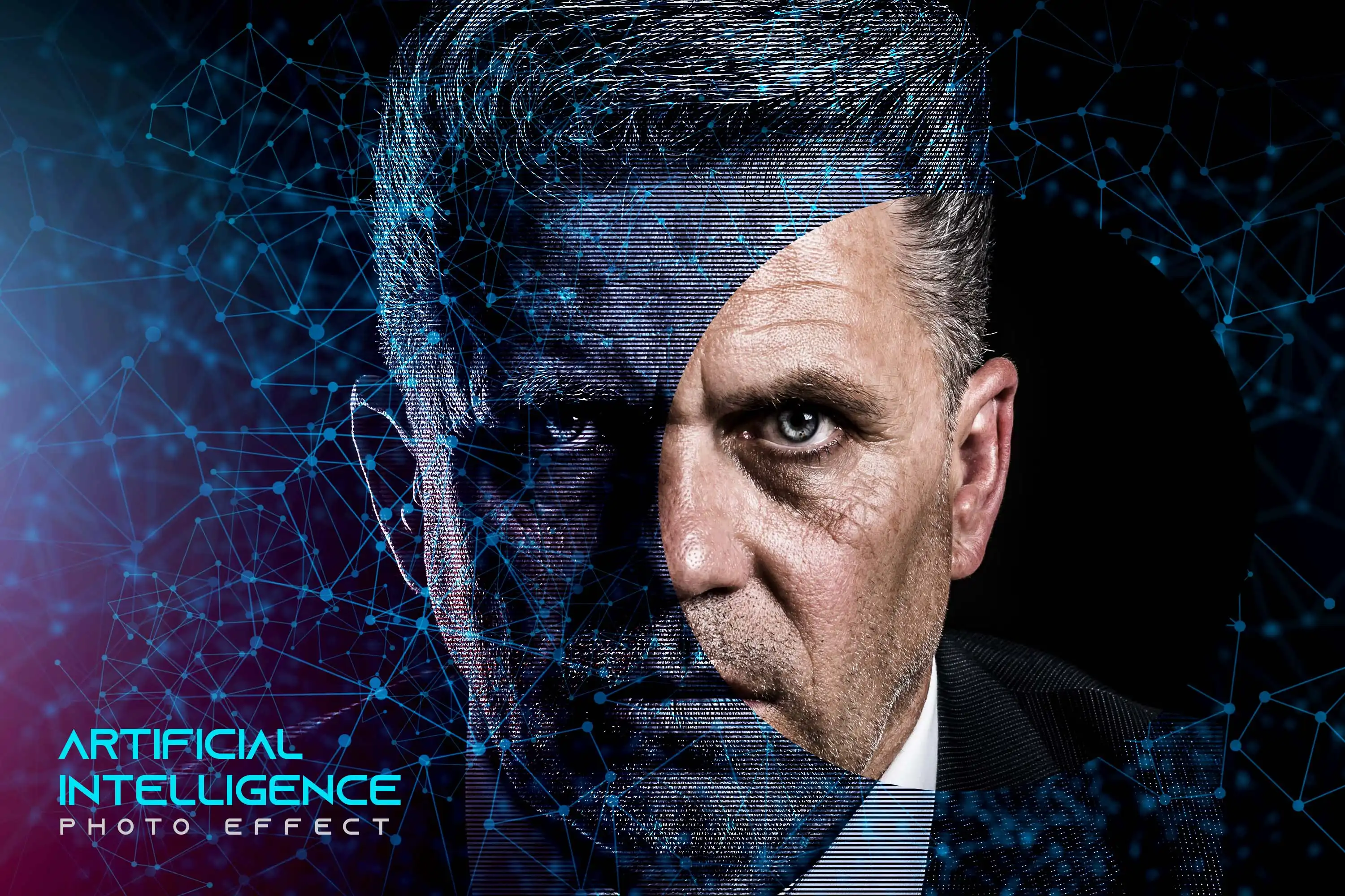 Artificial Intelligence Photoshop Effect Mockup Free Download