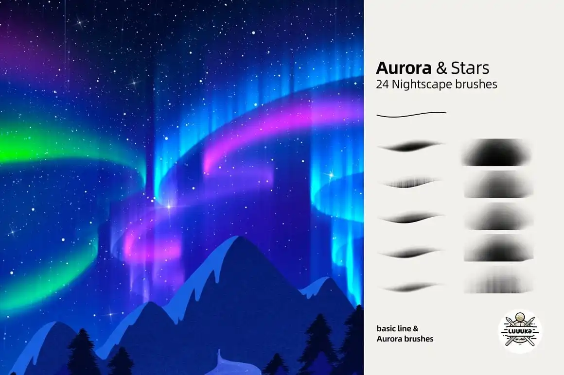 Aurora & stars brushes for procreate Free Download