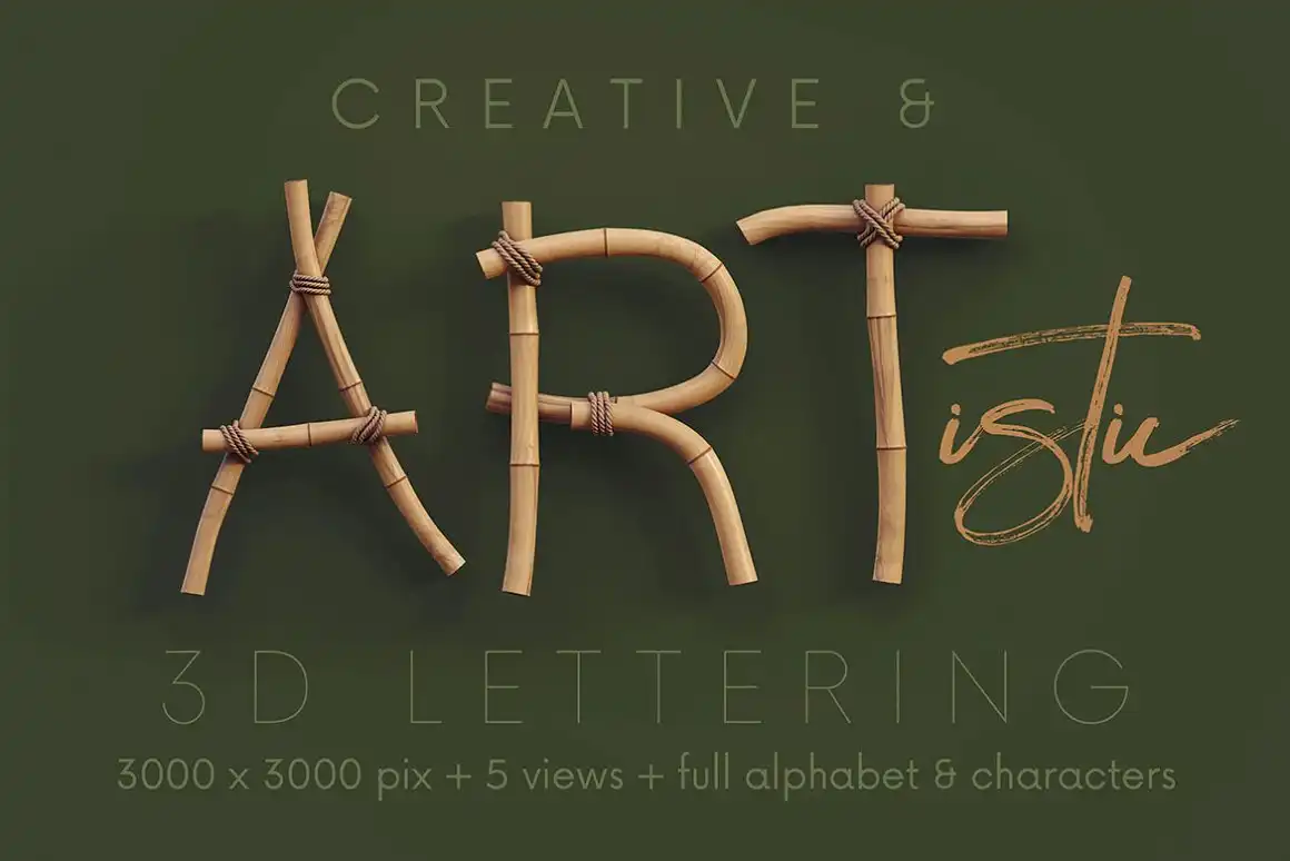 Bamboo - 3D Lettering Free Download