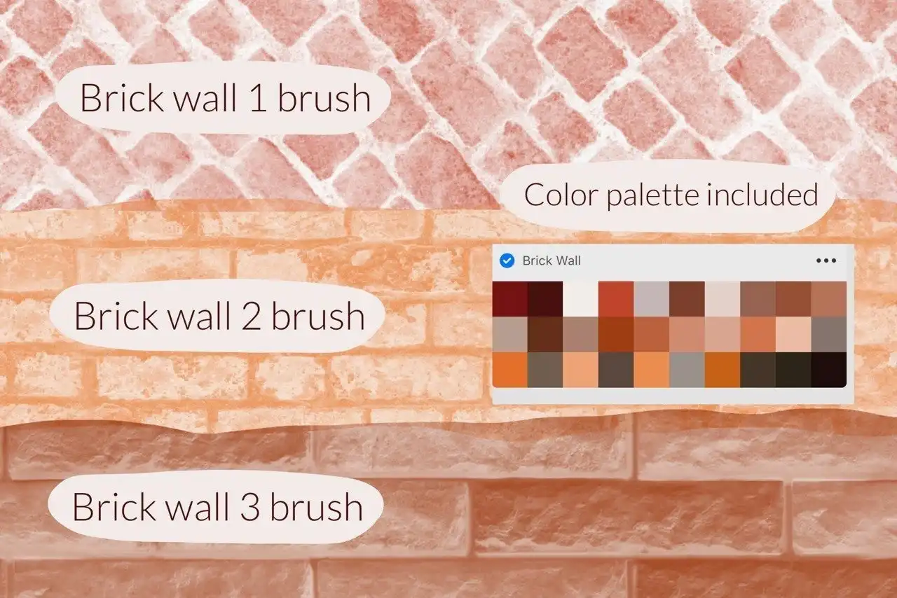 Bricks wall Procreate brushes. Interior bricks brushes Free Download