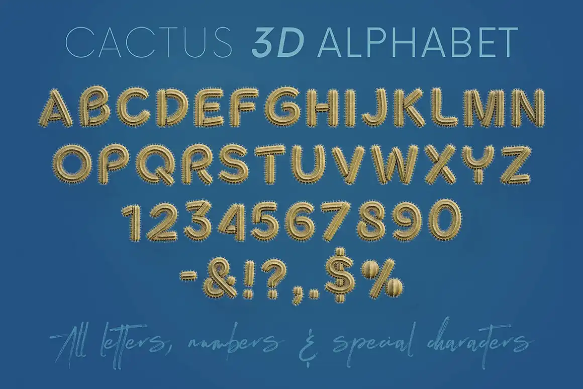 Cactus - 3D Lettering Free Download