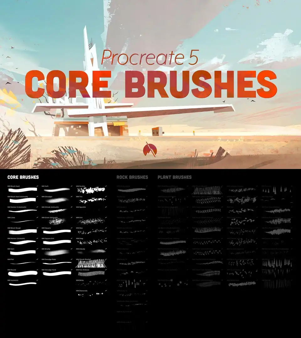 CORE Brushes - 29 Custom Brushes for Procreate Free Download
