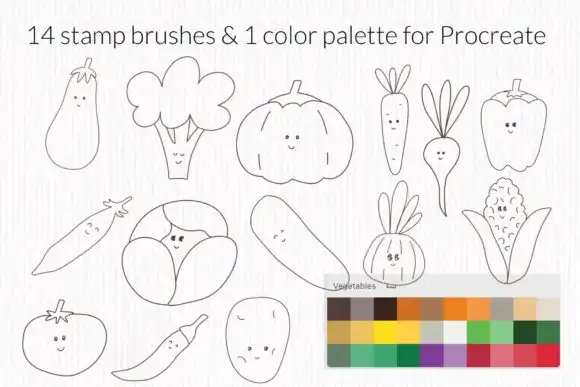 Cute Vegetable Procreate Stamp Brushes Free Download