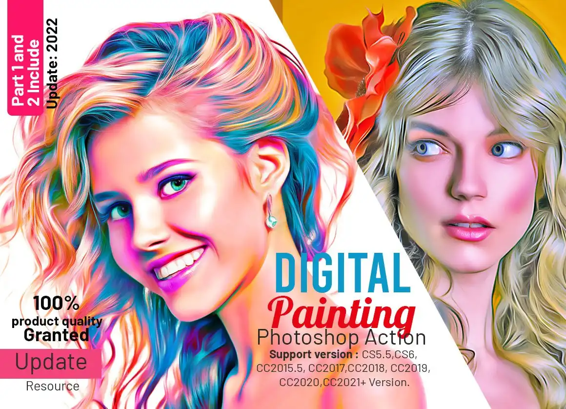 Digital Painting Photoshop Action - Brushes Pack
