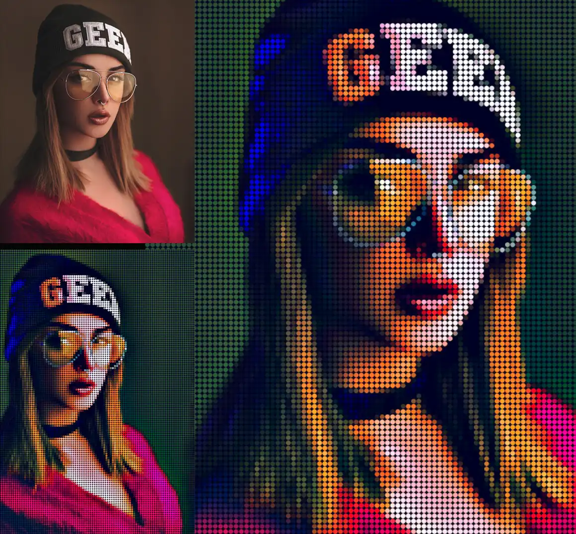 Dot Pixel Effect Photoshop Action - Free Download