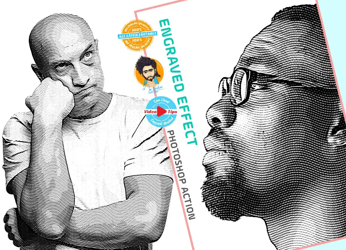 Engraved Effect Photoshop Action Free Download