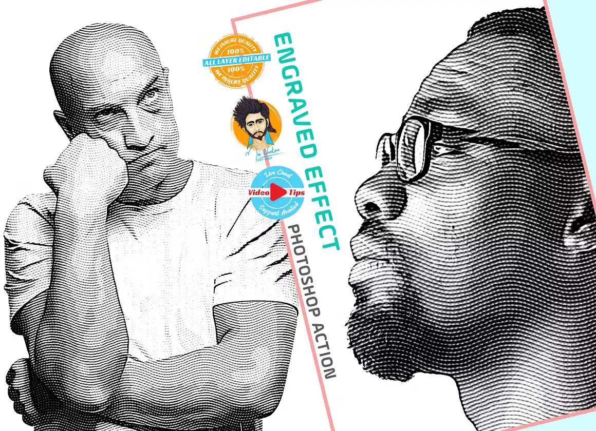 Engraved Effect Photoshop Action Free Download