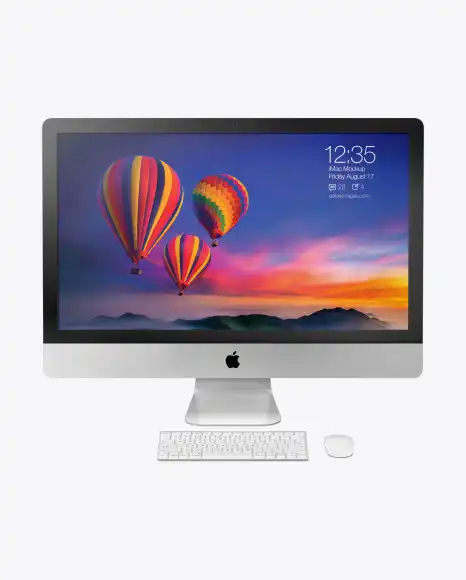 iMac with Keyboard and Mouse - Mockup Free Download