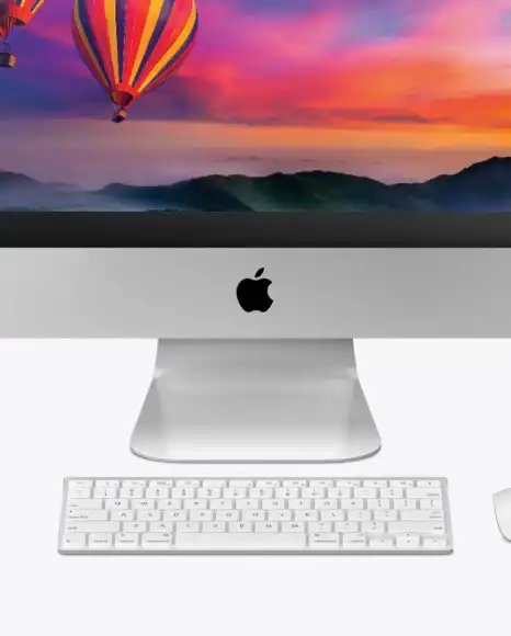 iMac with Keyboard and Mouse - Mockup Free Download