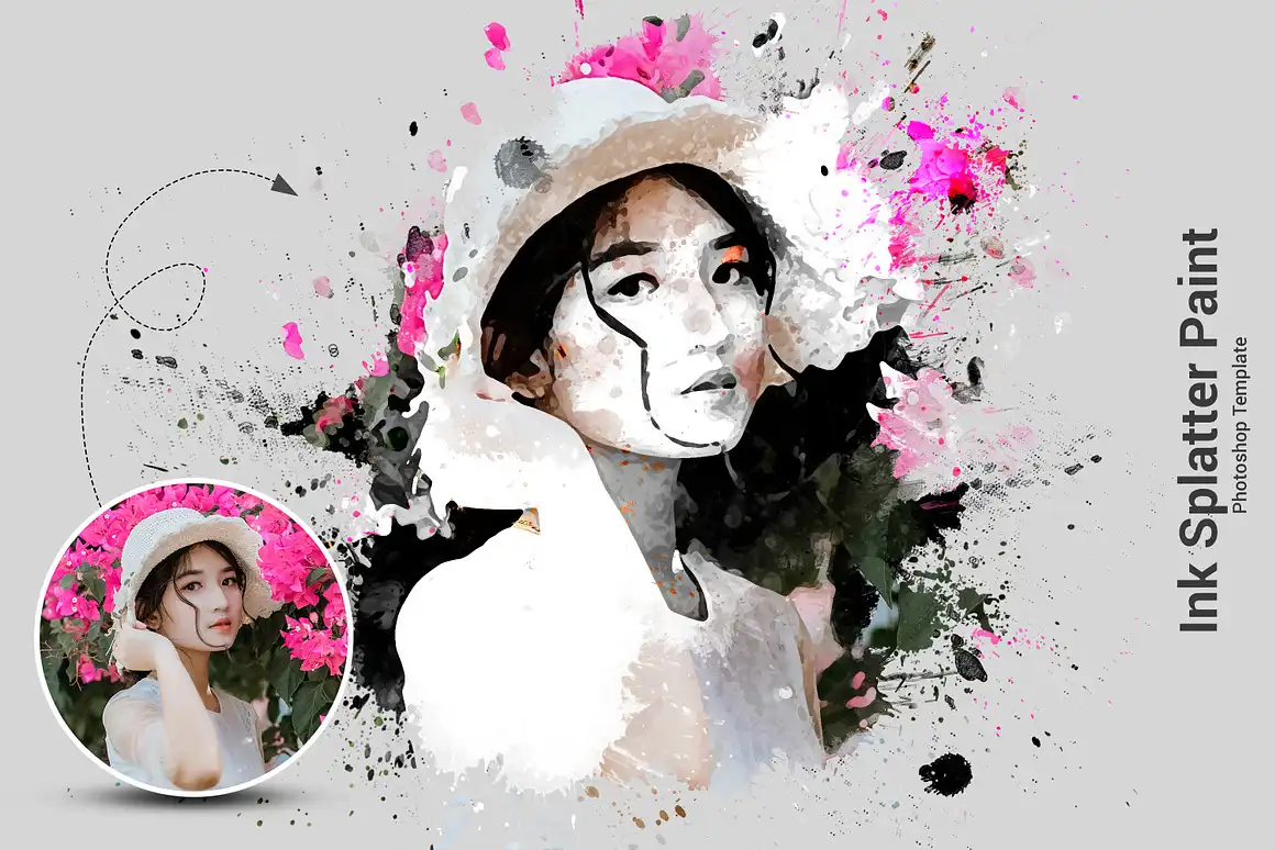 Ink Splatter Portrait Paint Effect Free Download