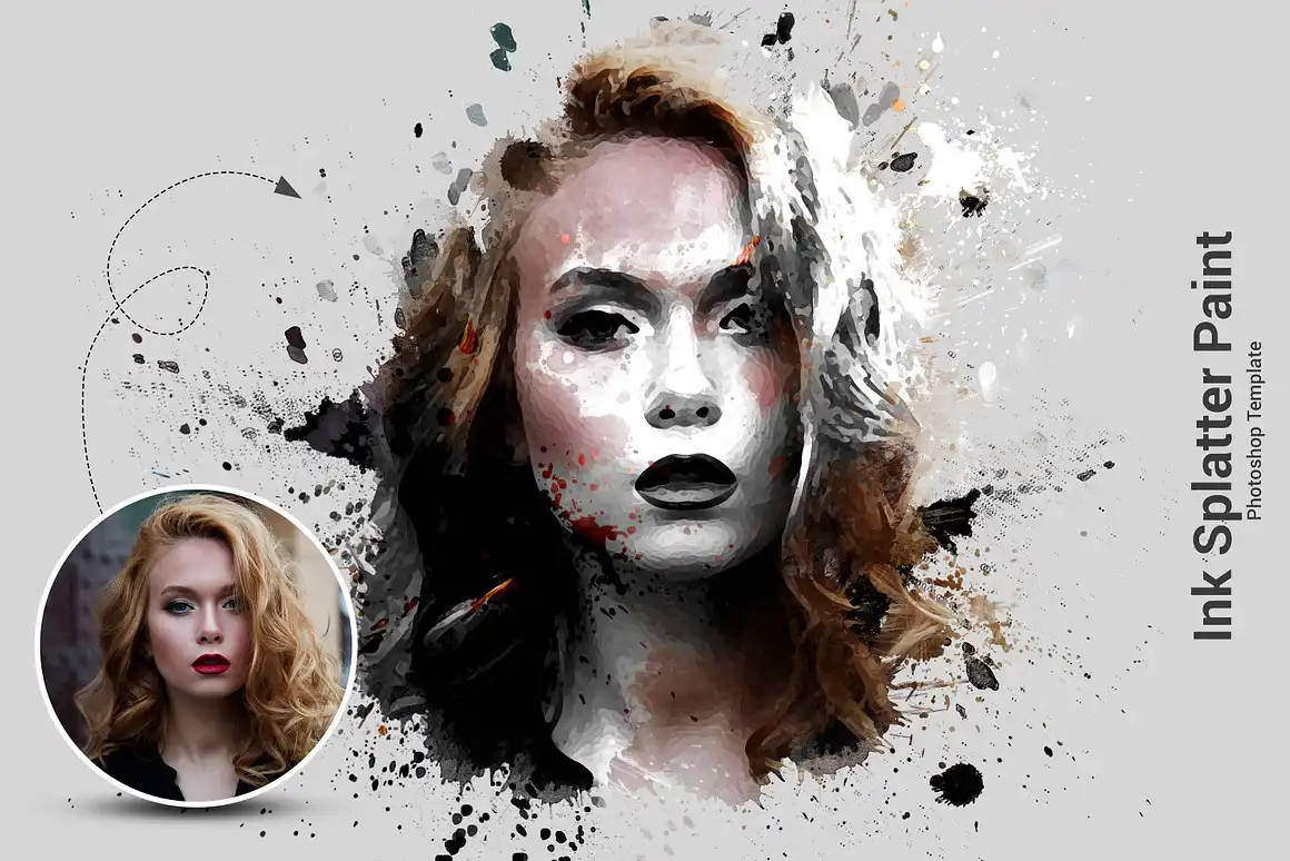 Ink Splatter Portrait Paint Effect - Free Download