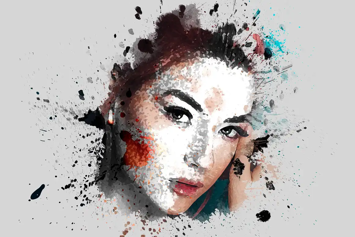 Ink Splatter Portrait Paint Effect Free Download