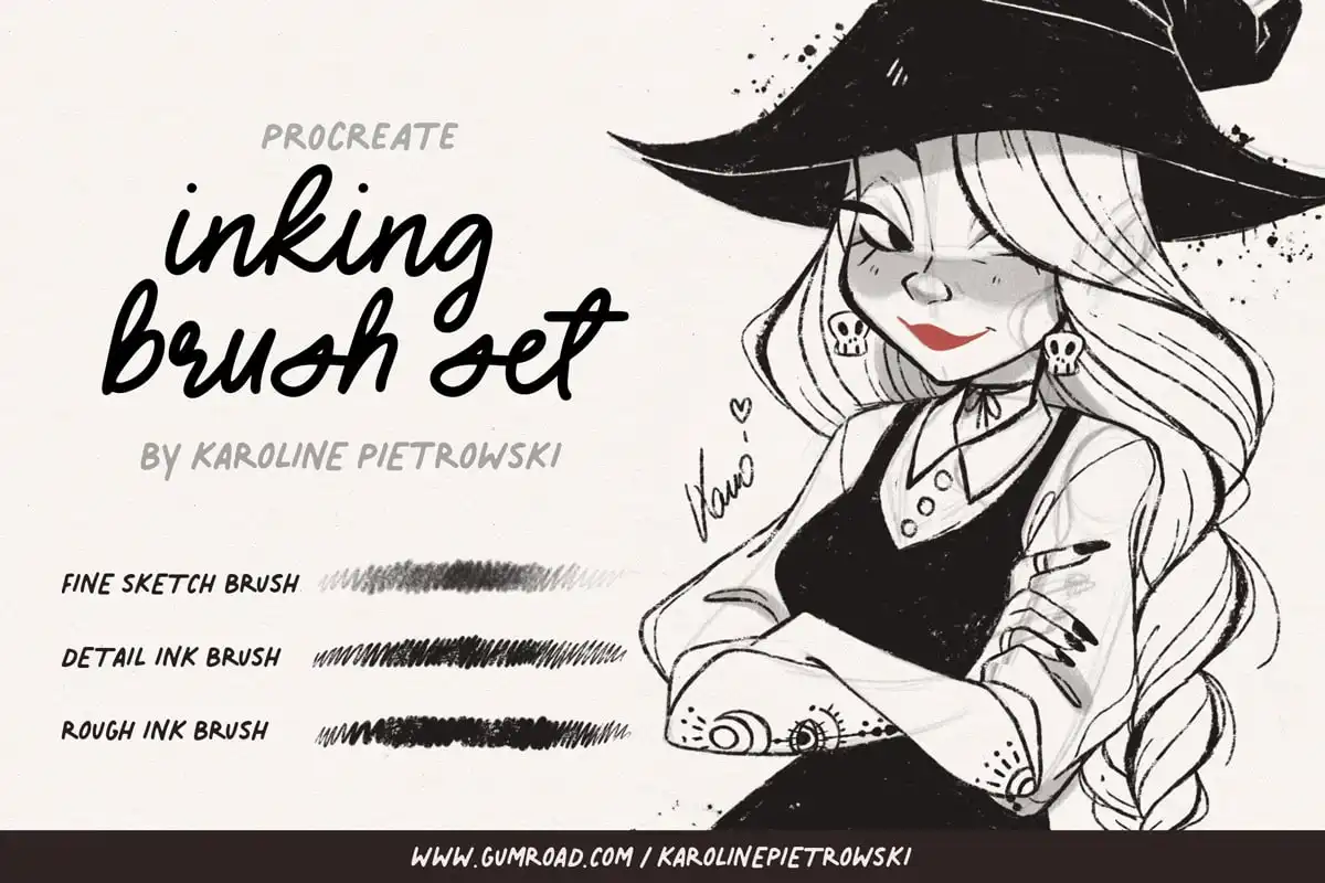 Karoline's Inking Brush Set for Procreate Free Download