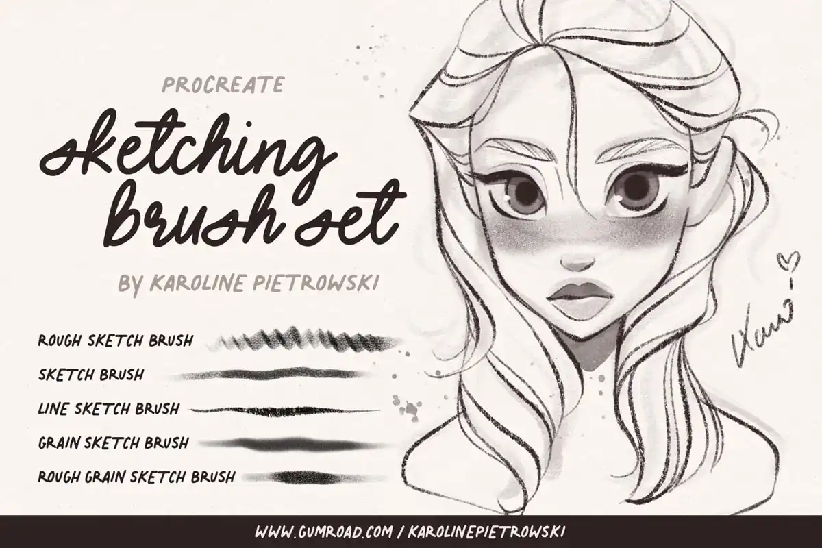 Karoline's Sketching Brush Set for Procreate Free Download