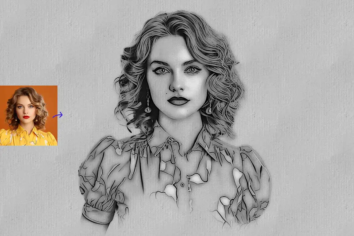 Line Drawing Effect Photoshop Action Free Download