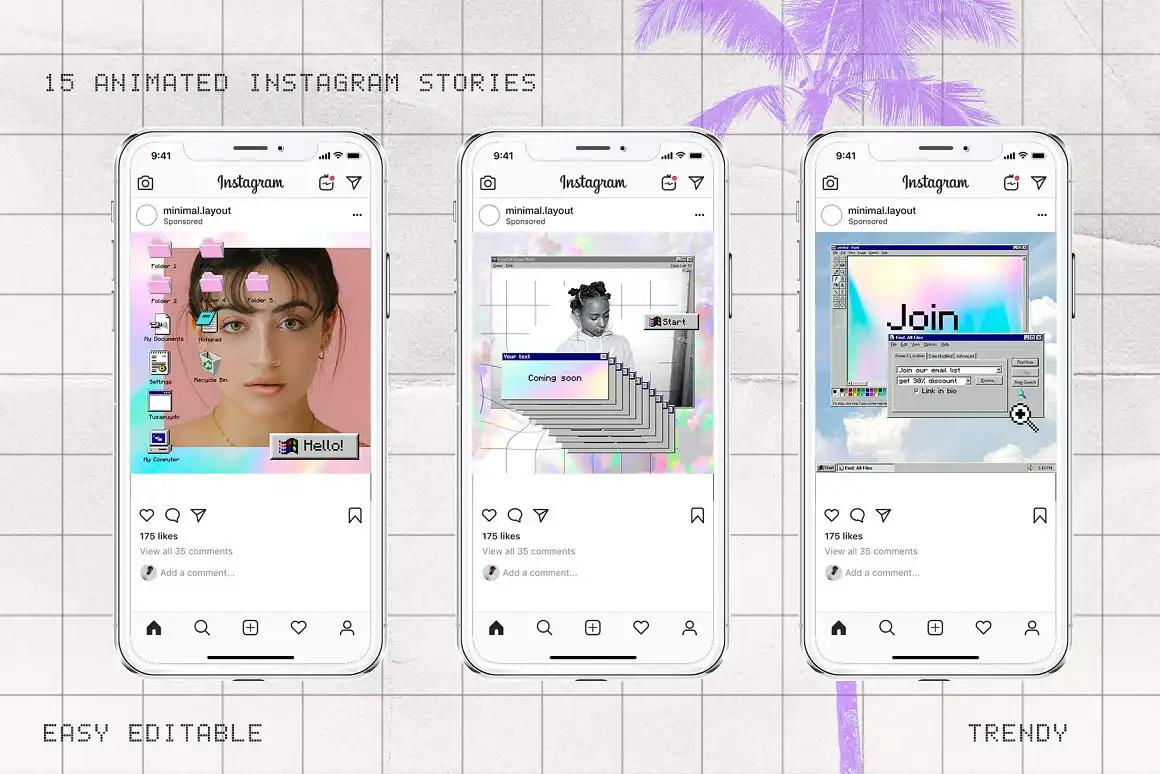 Old Computer Insta template Ps Canva Free Download