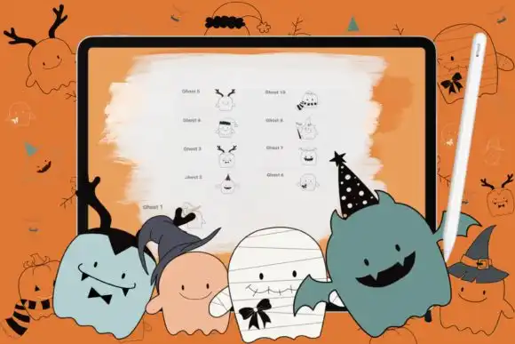 Procreate Brush Stamps Ghost Cute Free Download