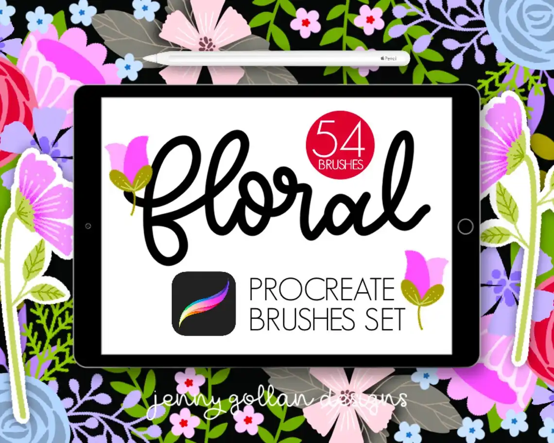 Procreate Brushes Set 54 Floral Stamp Brush Shapes Free Download