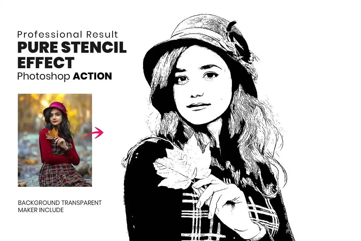 Pure Stencil Photoshop Action - Brushes Pack