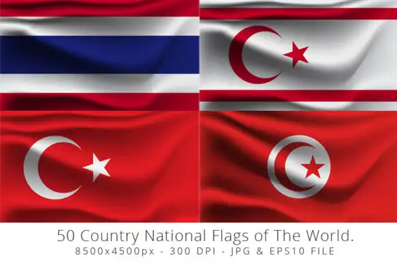 Realistic Waving 97 Country Flags Free Download