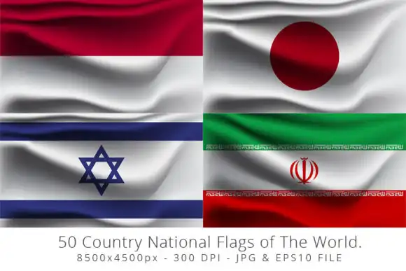 Realistic Waving 50 Country Flags. Free Download