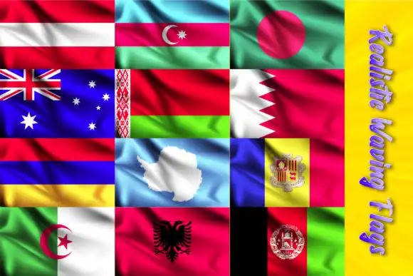 Realistic Waving 97 Country Flags Free Download