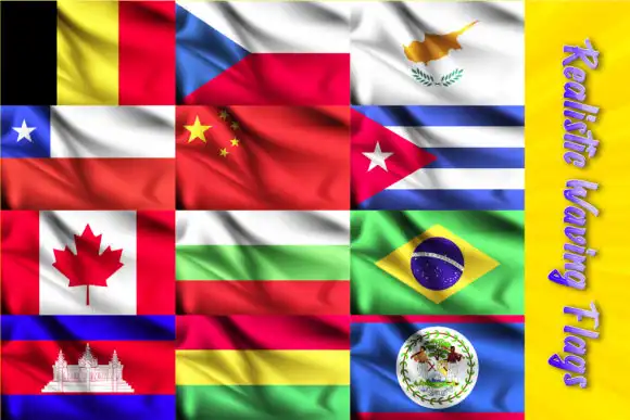 Realistic Waving 97 Country Flags Free Download