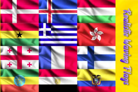 Realistic Waving 97 Country Flags Free Download