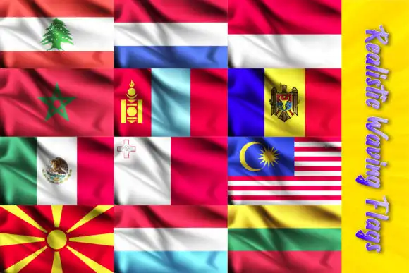 Realistic Waving 97 Country Flags Free Download