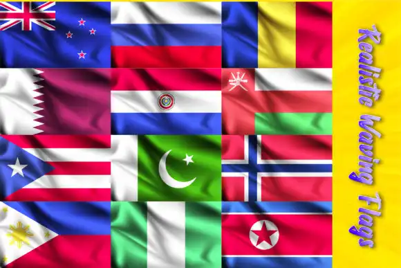Realistic Waving 97 Country Flags Free Download